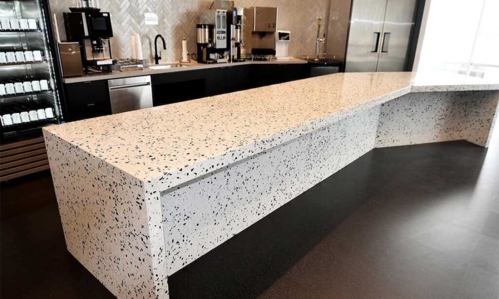 C Shaped Terrazzo Kitchen - modularkitchen